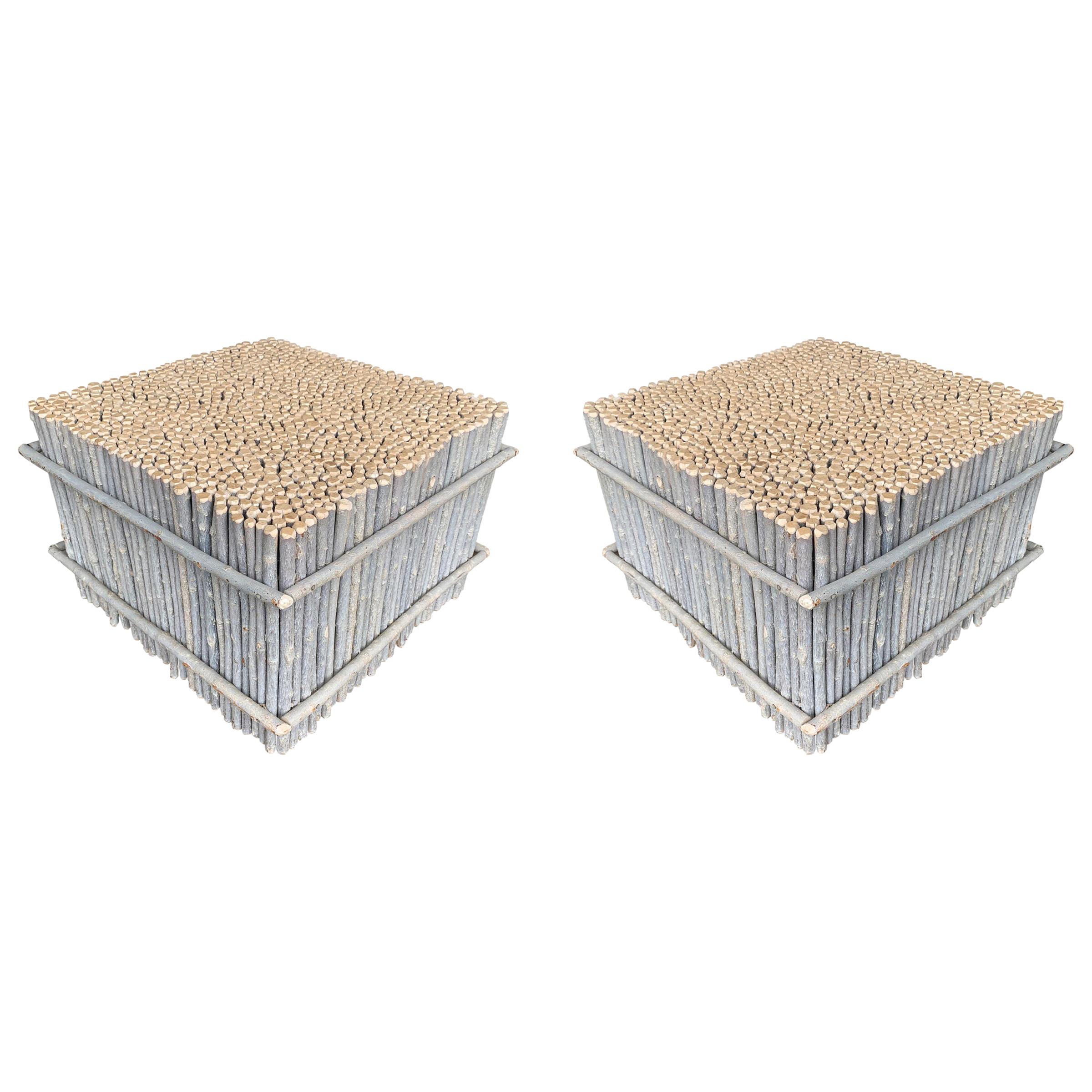 Pair of Adirondack-Style Twig Tables at 1stDibs