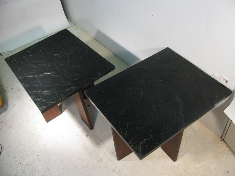 Pair of Adrian Pearsall Mid-Century Modern Walnut with Slate Top End ...