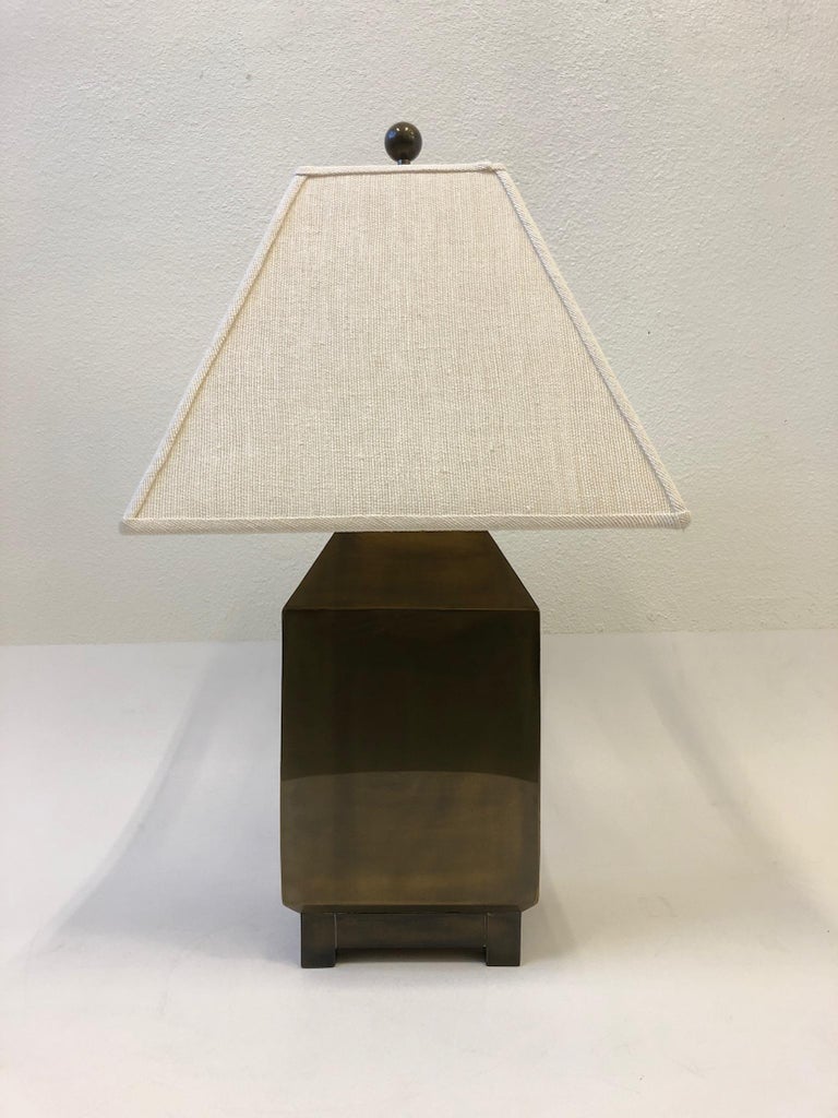 Pair of Aged Brass Table Lamps by Mastercraft at 1stDibs