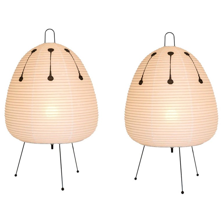 Pair of Akari Model 1AD Light Sculptures by Isamu Noguchi For Sale at 1stDibs