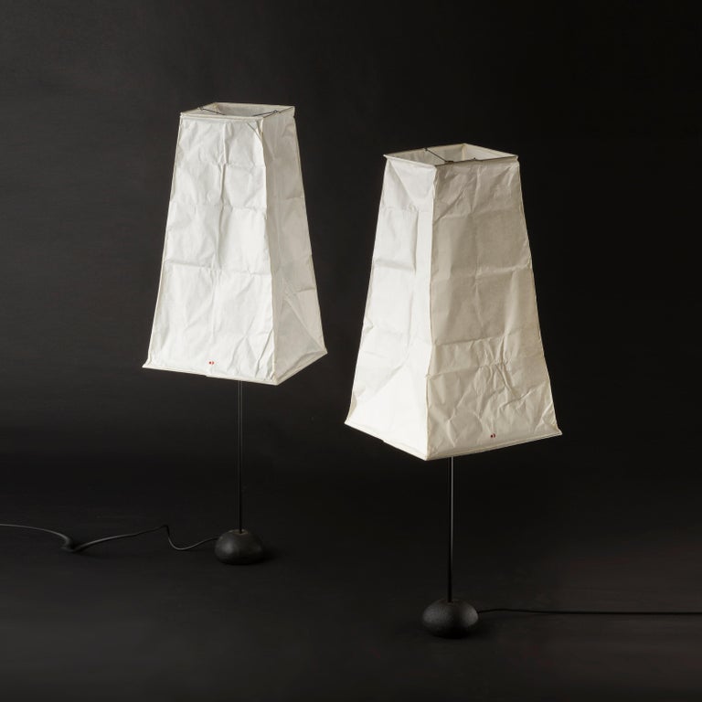 Pair of Akari V2 on Single Stem Base T2 by Isamu Noguchi, Ozeki, 1951 ...