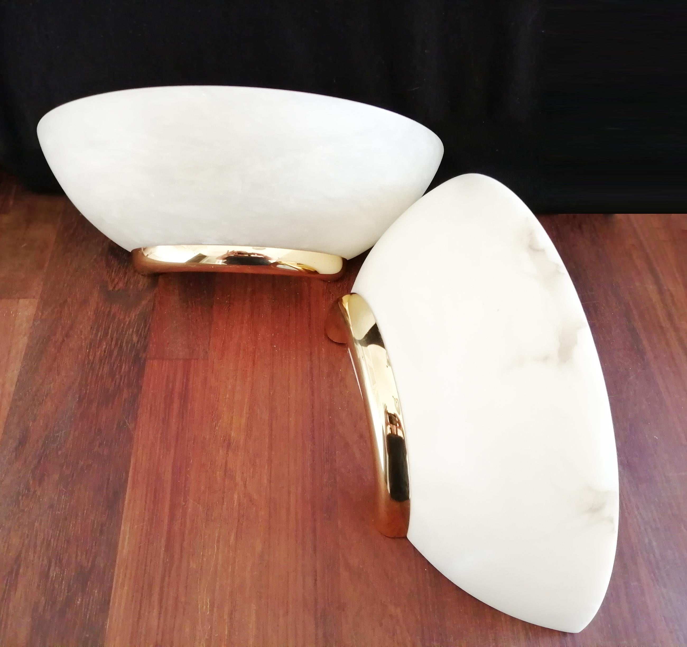 Alabaster and Brass Wall Sconces Minimalist Spain 20th Century For Sale ...