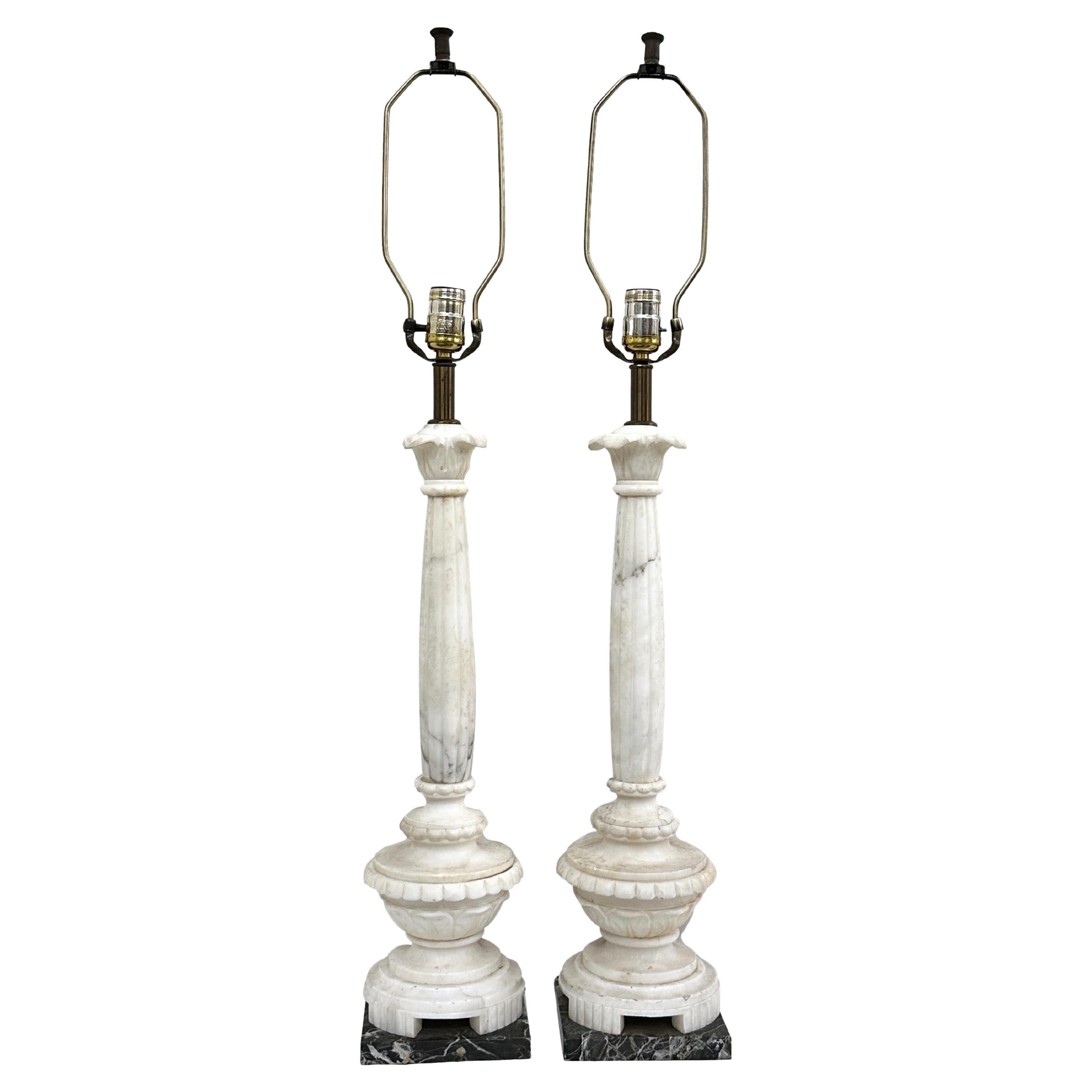 Pair of Alabaster Table Lamps at 1stDibs