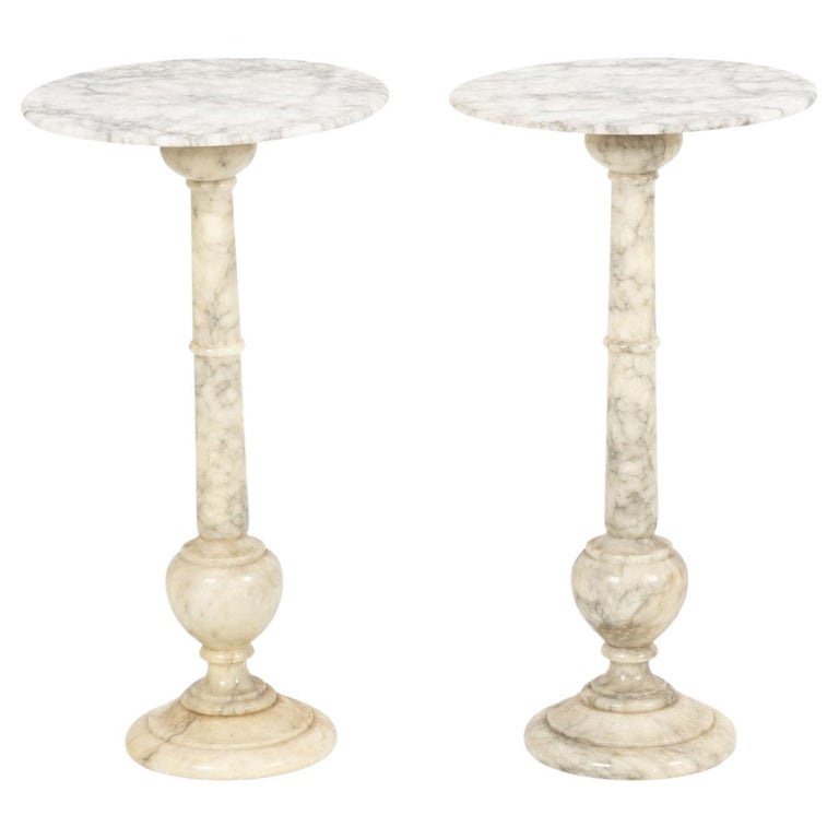 Pair of Alabaster End Tables or Plant or Display Collums For Sale at ...