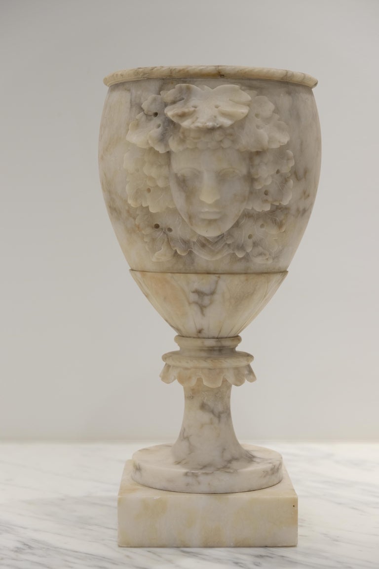Pair of Alabaster Goblets with Dionysus Heads at 1stDibs