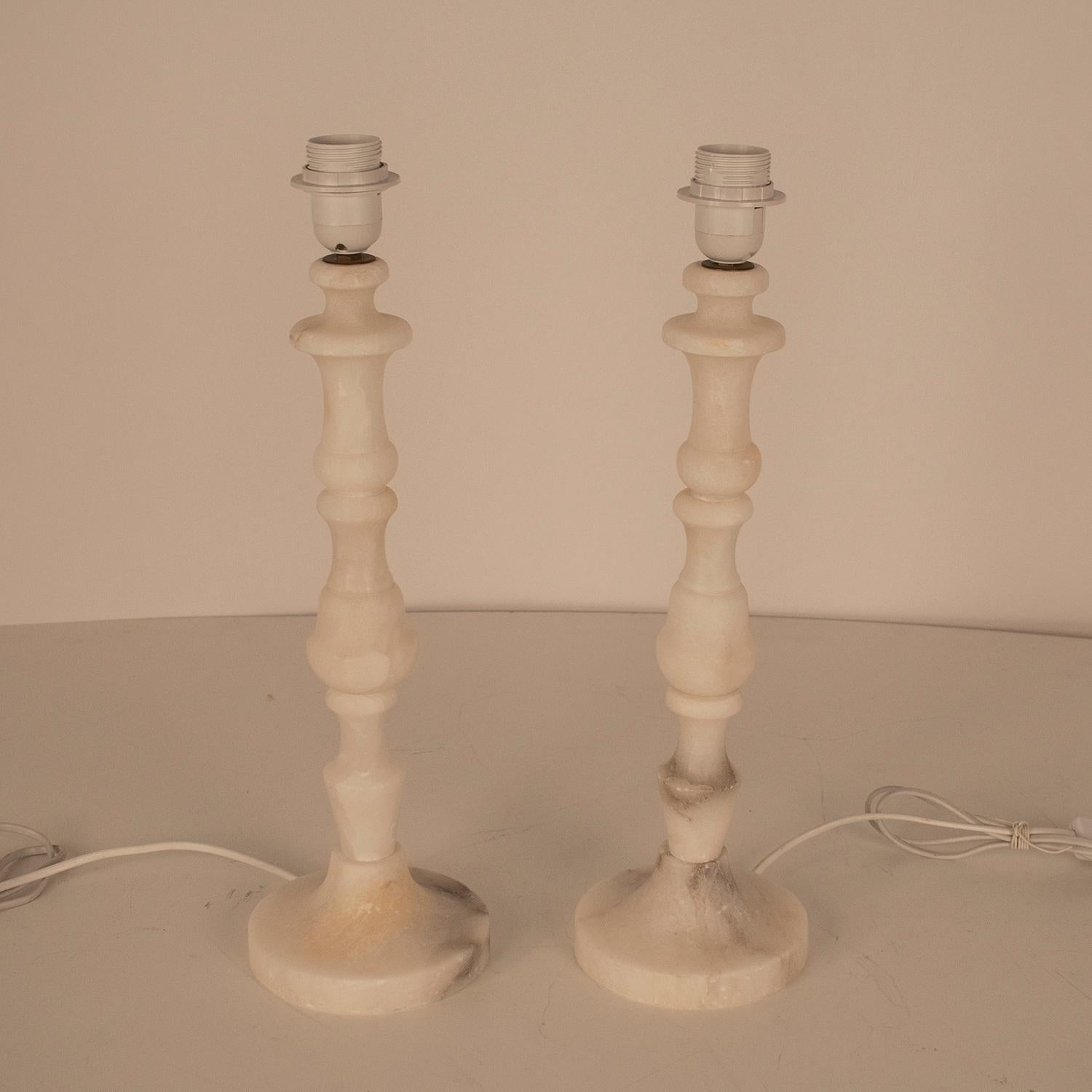 Pair of Alabaster Lamps, Spain, 1940s at 1stDibs