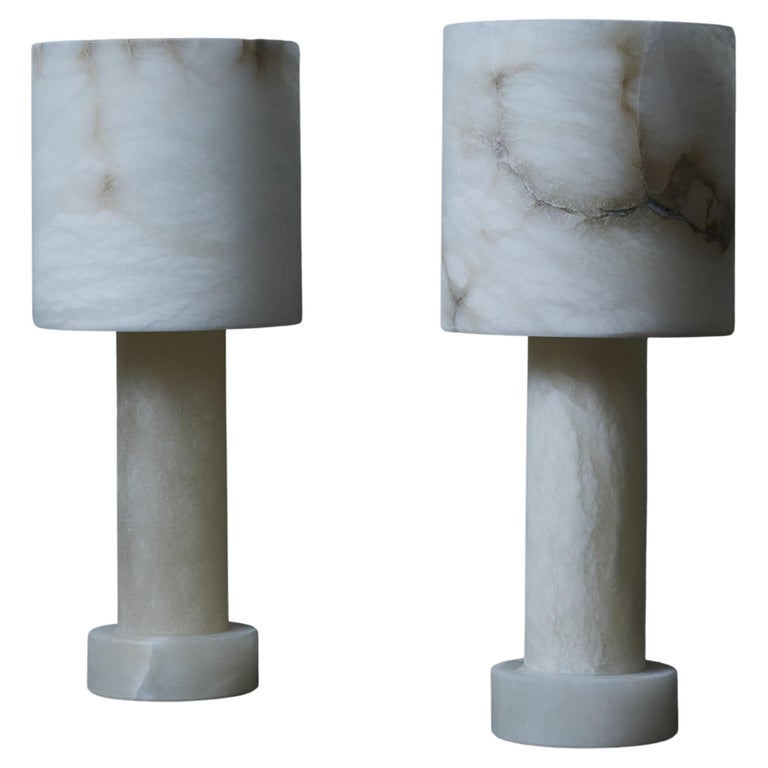 Pair of Alabaster Monolithic Table Lamps at 1stDibs