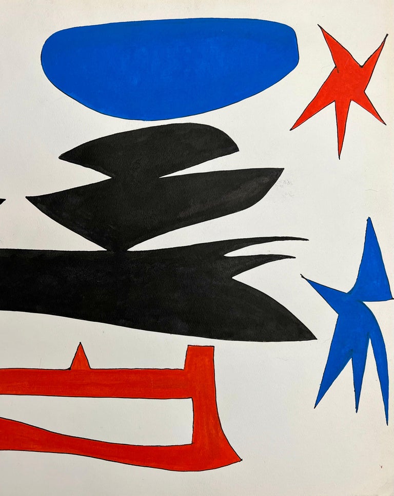 Pair of Alexander Calder Style Gouaches, Circa 1980's For Sale at 1stDibs