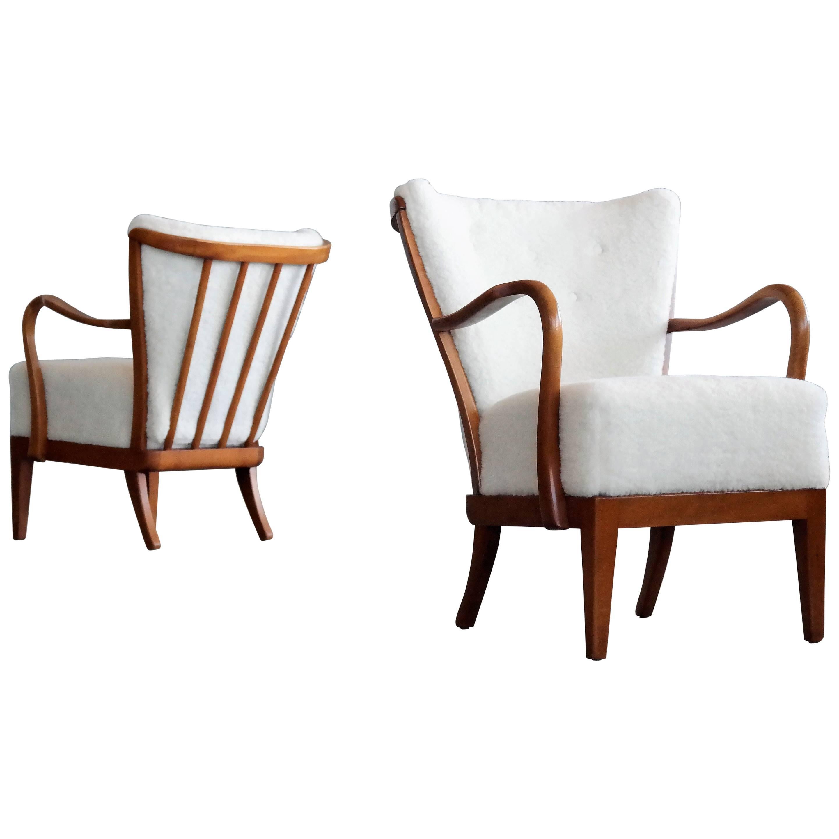 Pair of Alfred Christensen Spindle Back Open Armrest Lounge Chair in ...