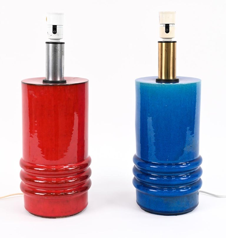 Pair of Allan Schmidt for Lyfa Stoneware Table Lamps For Sale at 1stDibs