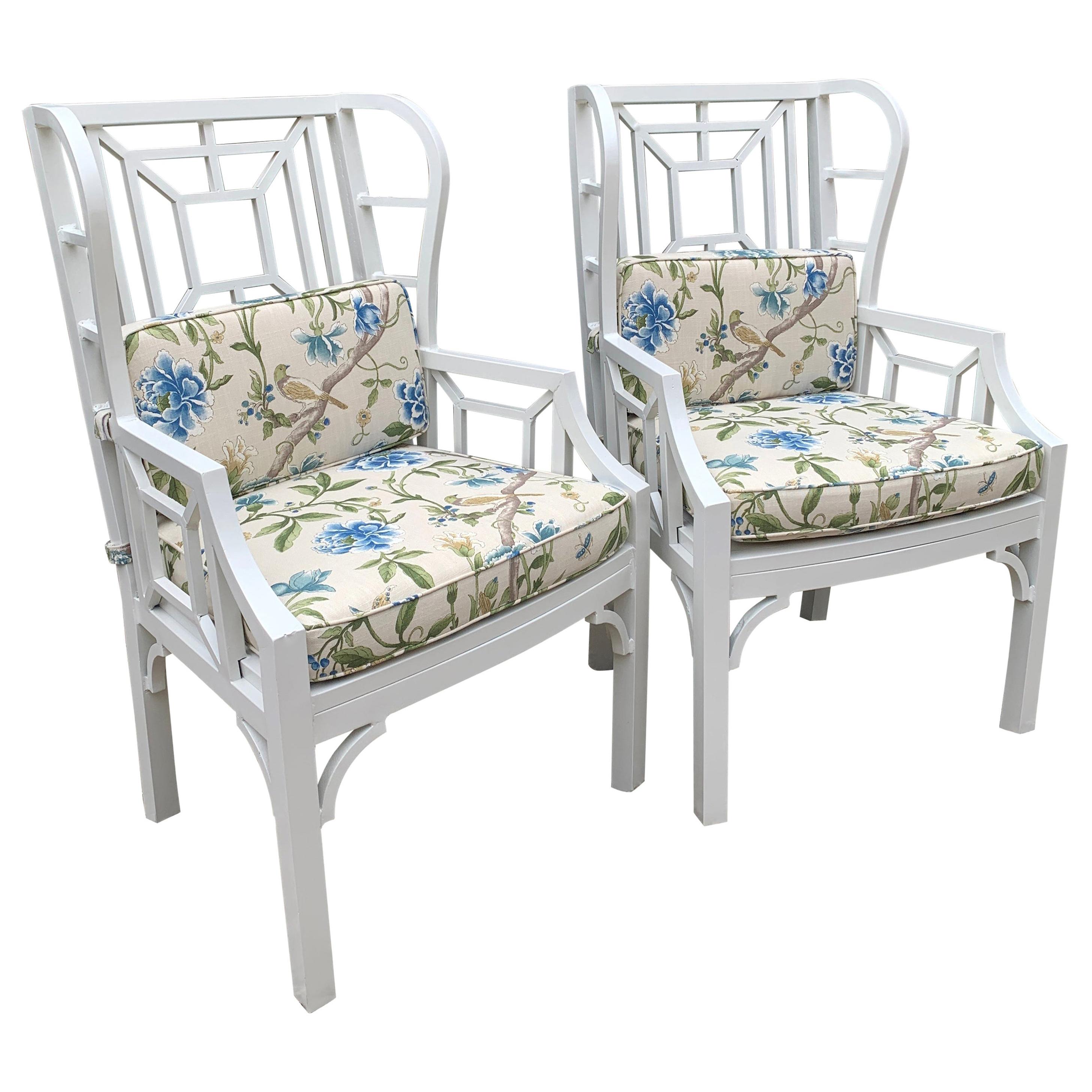 Pair of English Chippendale Style Wingback Armchairs at 1stDibs