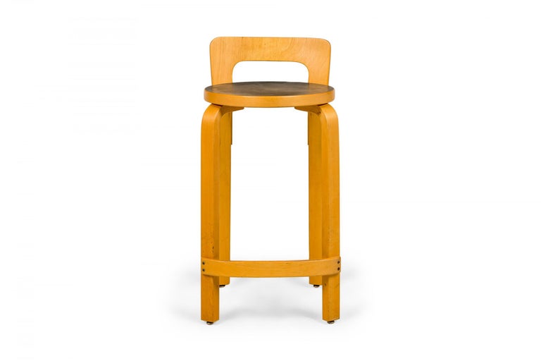 Pair of Alvar Aalto for Artek Finnish Bent Birch Plywood Counter Stools ...