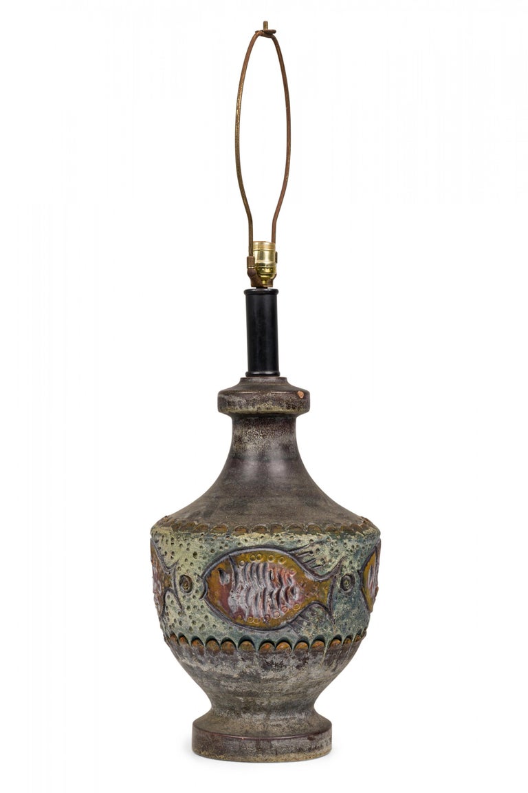 Pair of Alvino Bagni for Bitossi Italian Ceramic Fish Striped Table ...