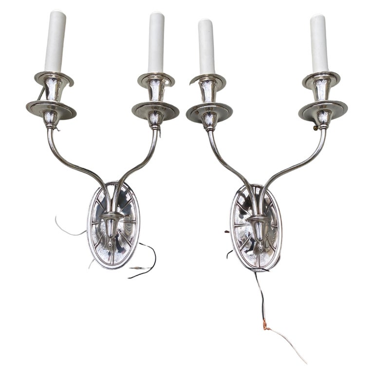 Pair of amazing Caldwell silver wall sconces For Sale at 1stDibs