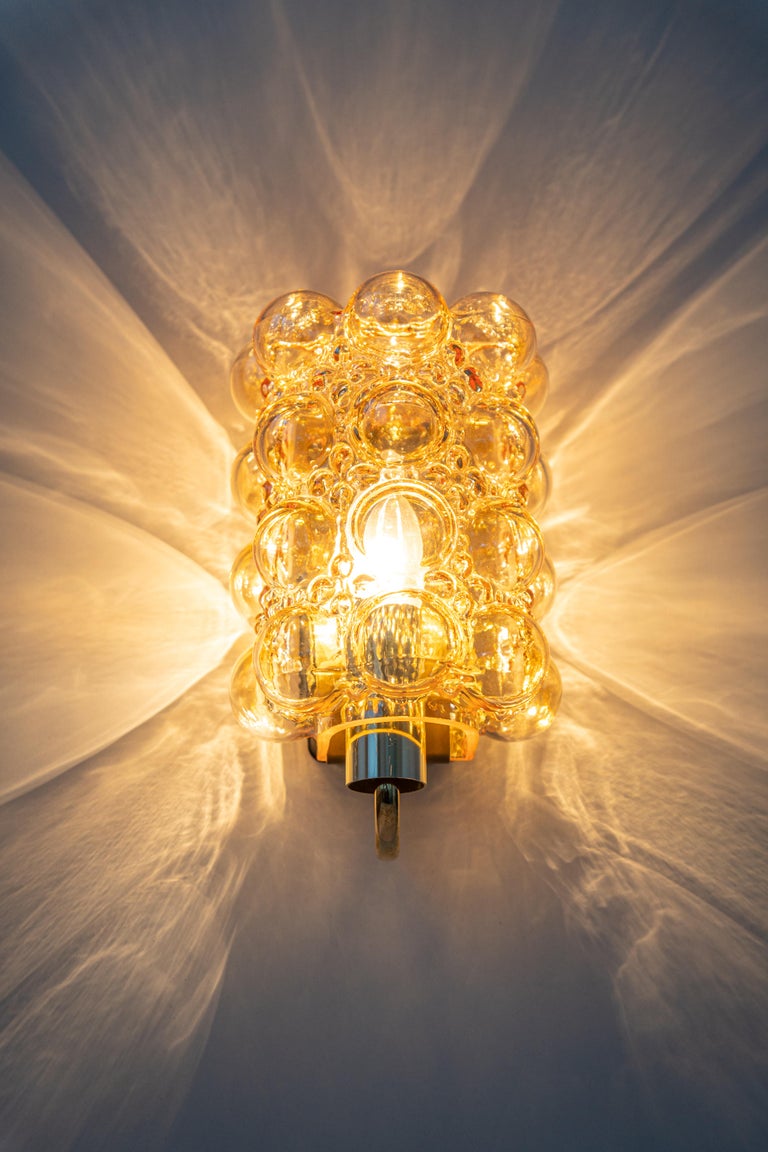 Pair of Amber Bubble Glass Sconces by Helena Tynell, Limburg, Germany ...