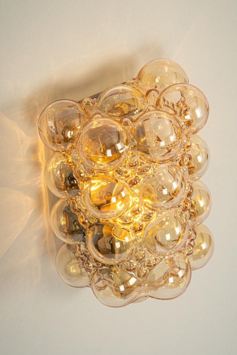 Pair of Amber Bubble Glass Sconces by Helena Tynell, Limburg, Germany ...