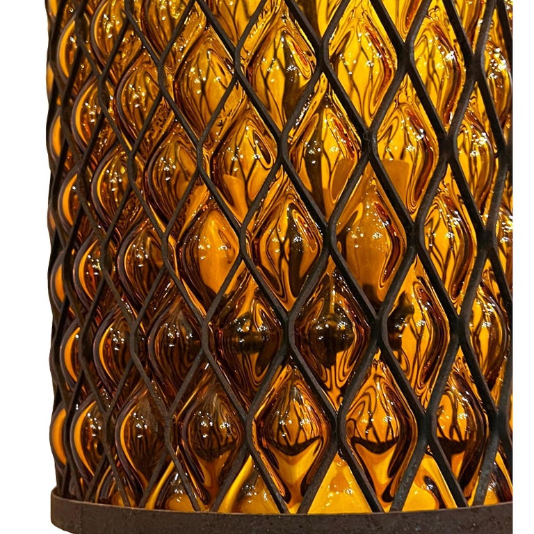 Pair of Amber Glass Lanterns, Sold Individually For Sale at 1stDibs