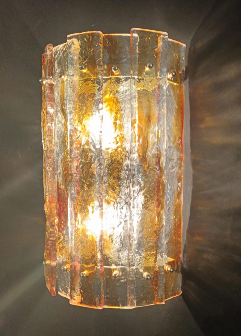 Pair of Amber Planks Sconces by Mazzega For Sale at 1stDibs