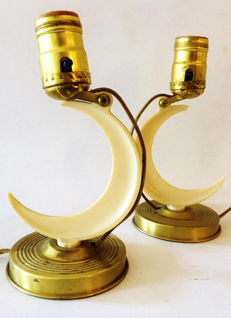 Pair of American Art Deco Brass and Bakelite Convertible Table/Wall ...