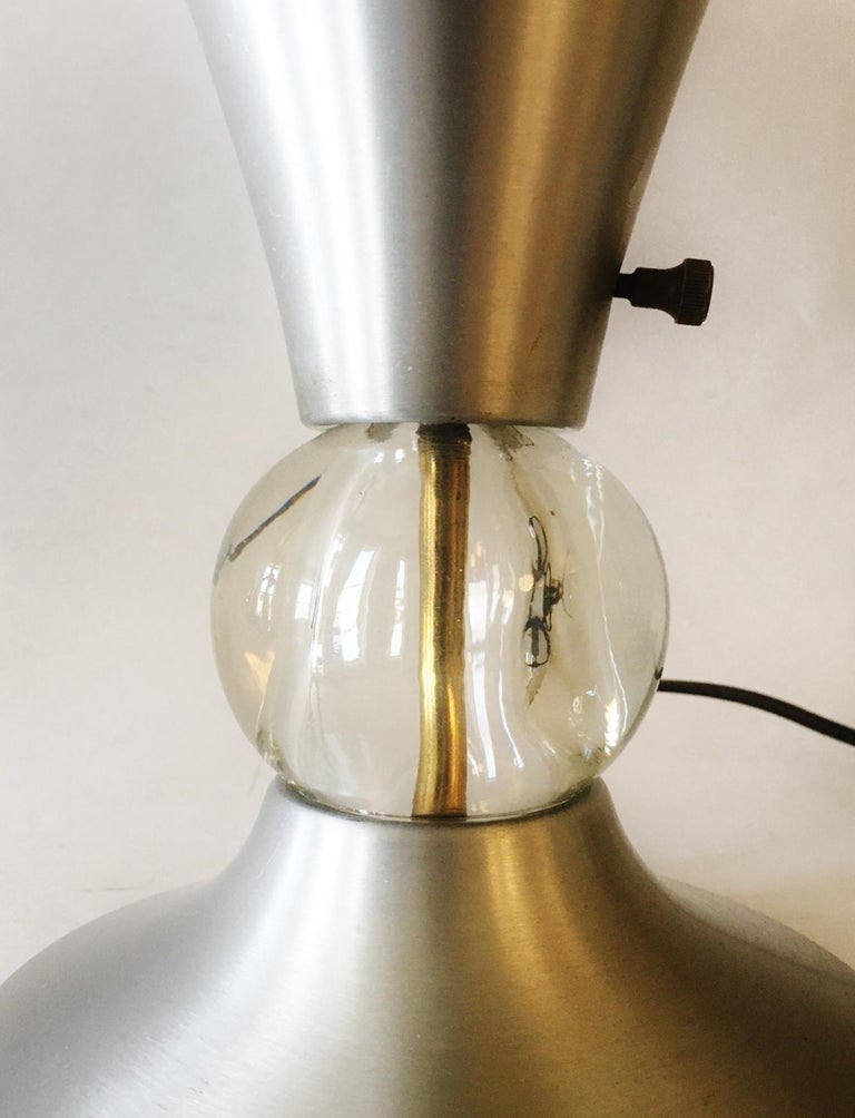 Pair of American Art Deco Spun Aluminum and Glass Wide Base Table ...