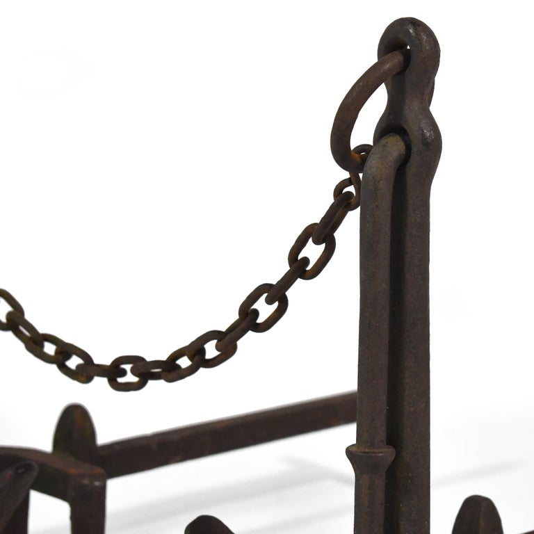 Pair of American Cast Iron Anchor Andirons For Sale at 1stDibs