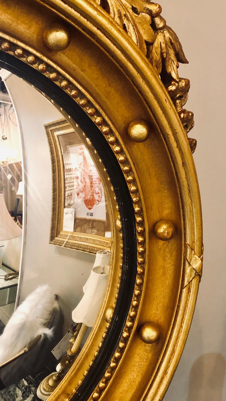 American Federal Style Round Convex Giltwood Mirrors with Opposing ...
