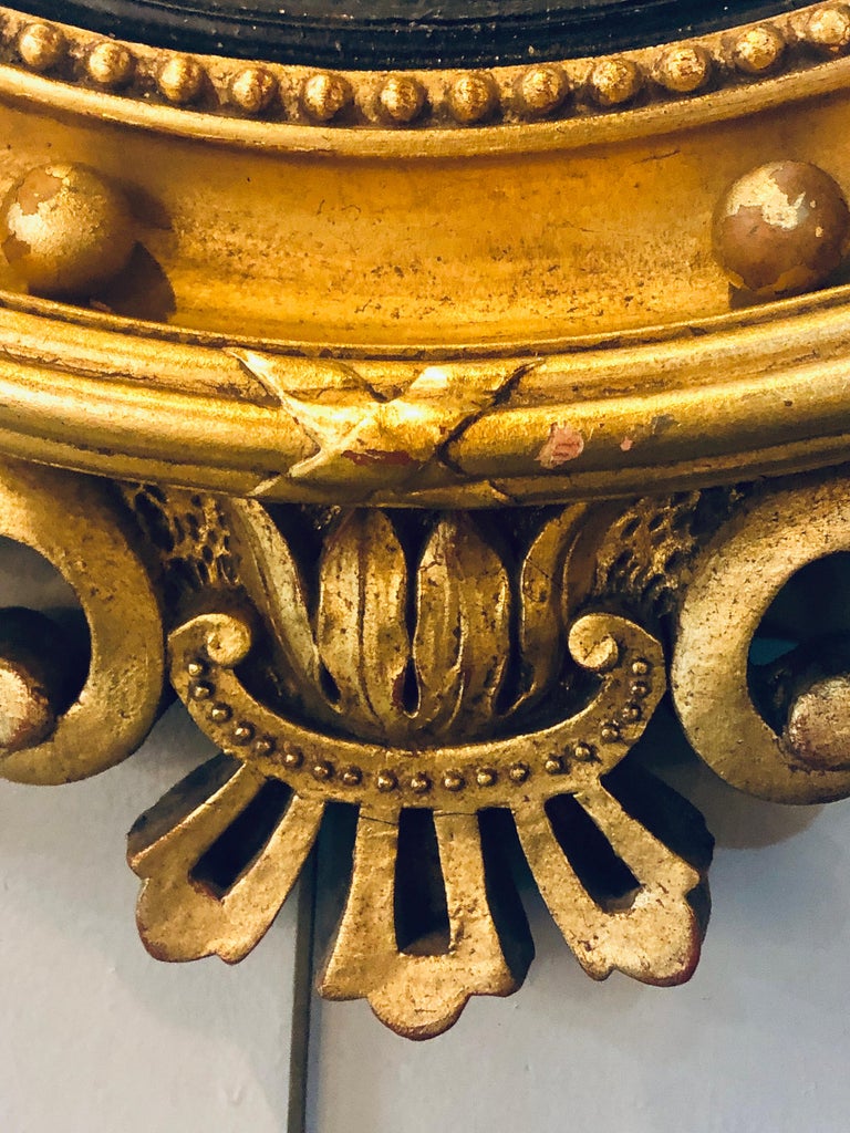 American Federal Style Round Convex Giltwood Mirrors with Opposing ...