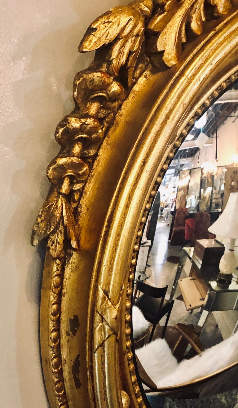 American Federal Style Round Convex Giltwood Mirrors with Opposing ...