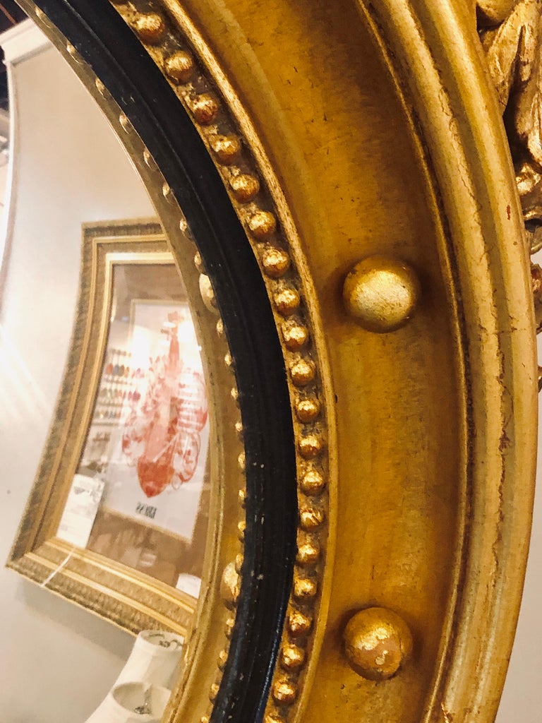 American Federal Style Round Convex Giltwood Mirrors with Opposing ...