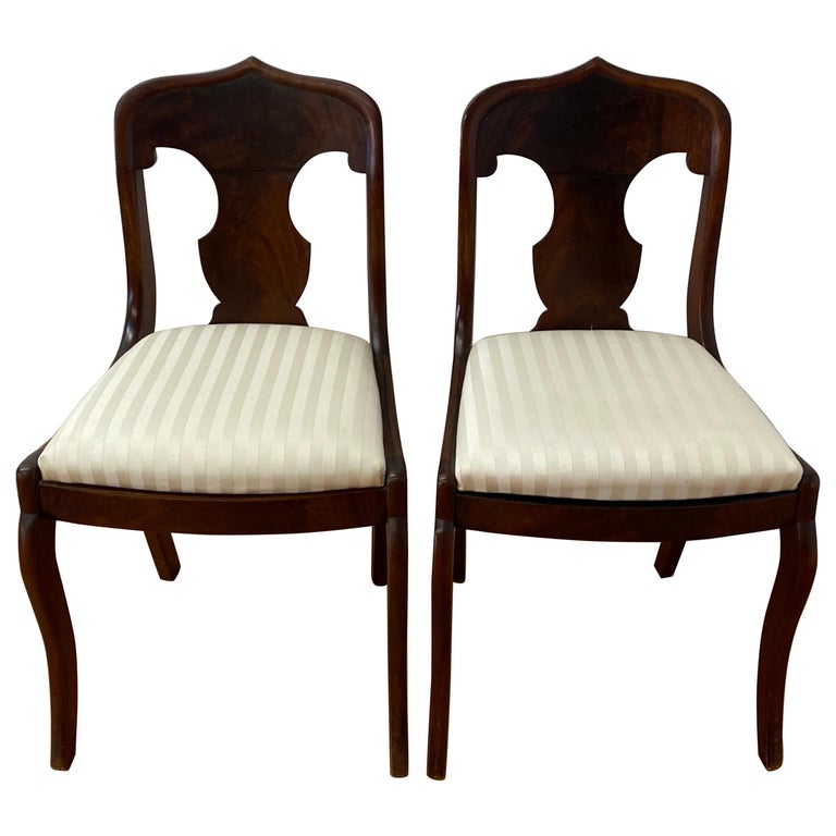 Pair of American Flame Mahogany Empire Style Side Chairs at 1stDibs