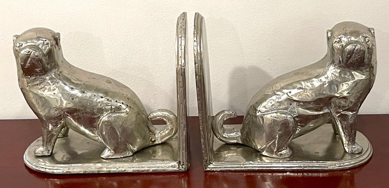 Pair of American Folk Art Tin Clad Pug Dog Bookends For Sale at 1stDibs