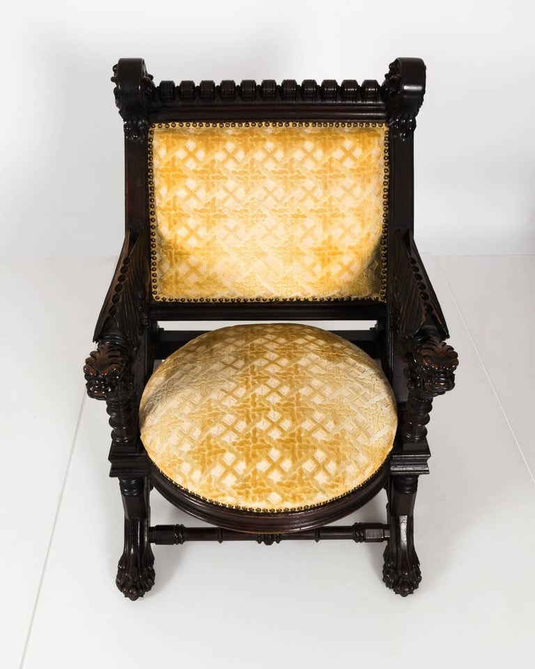 Pair of American Gothic Revival Armchairs by Daniel Pabst, circa 1878 ...