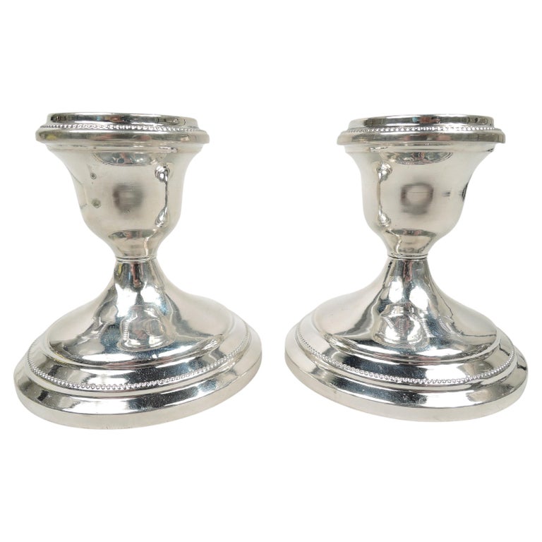 Pair of American Modern Classical Sterling Silver Low Candlesticks For ...