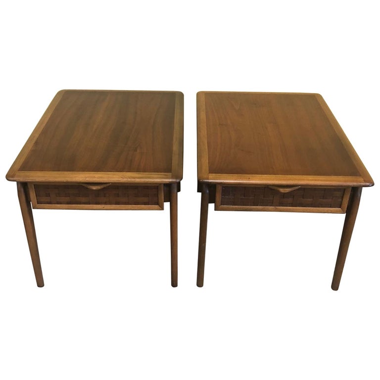 Pair of American Modern Walnut "Acclaim" Series End Tables by Lane ...