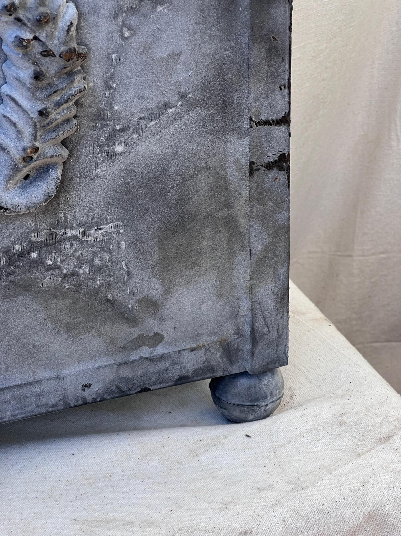 Pair of American Neoclassical Style Grey Metal Planters with Garland at ...