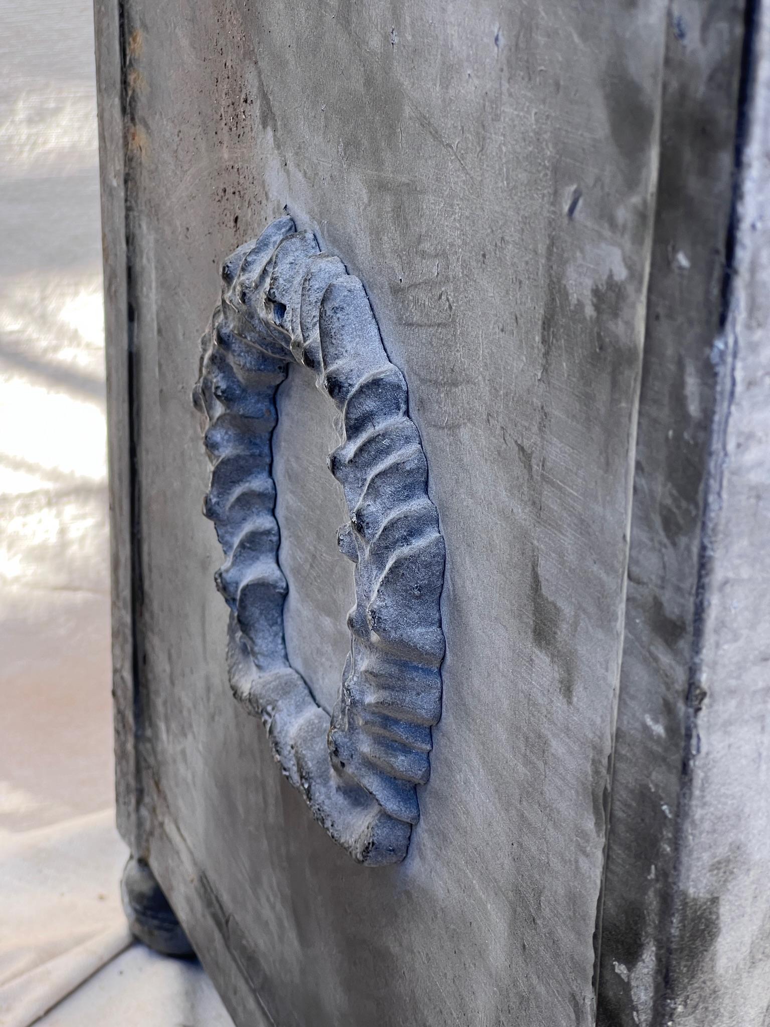 Pair of American Neoclassical Style Grey Metal Planters with Garland at ...