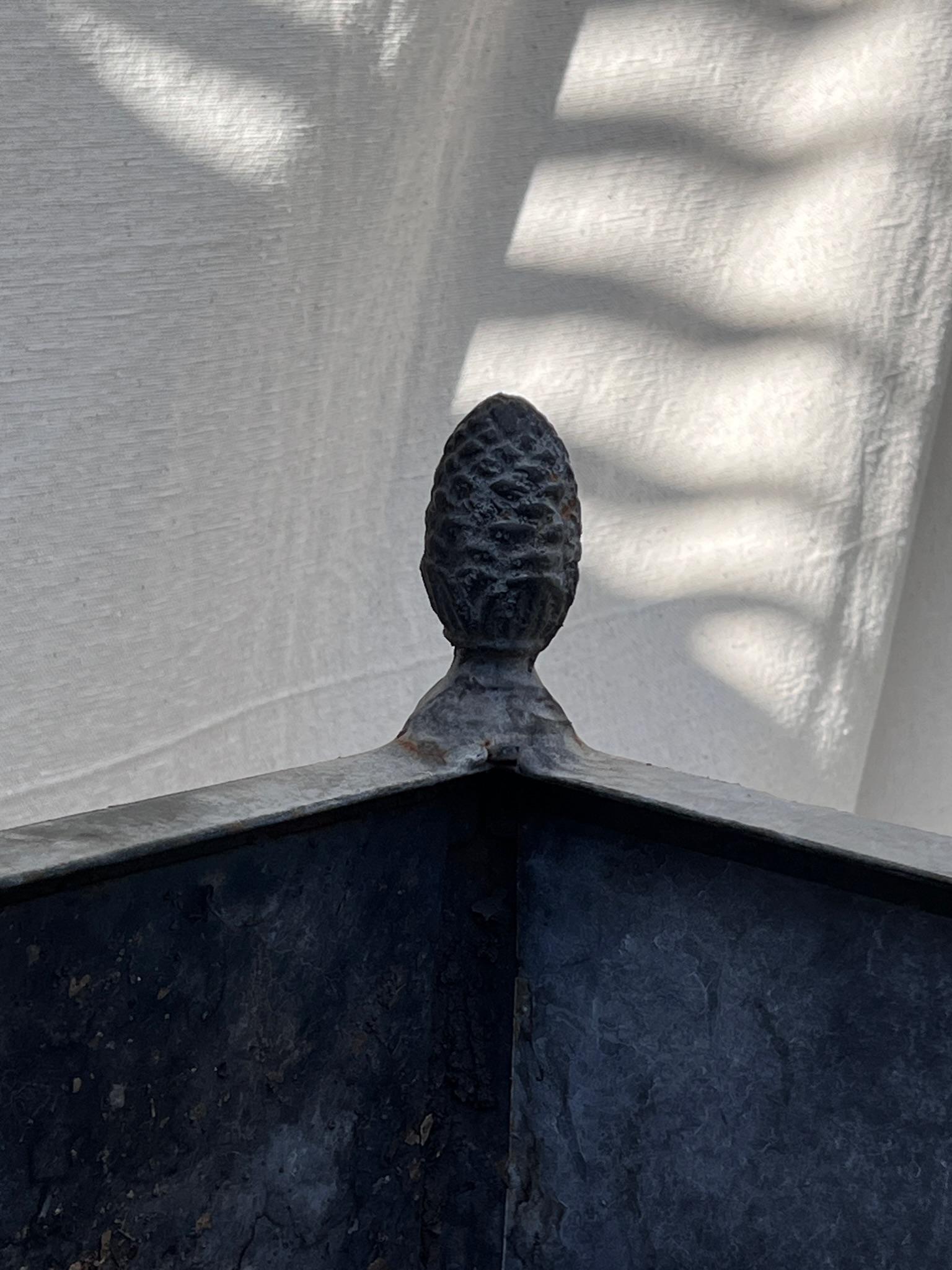 Pair of American Neoclassical Style Grey Metal Planters with Garland at ...