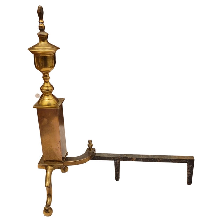 Pair of American Regency Brass And Iron Andirons, Circa 1930s For Sale ...