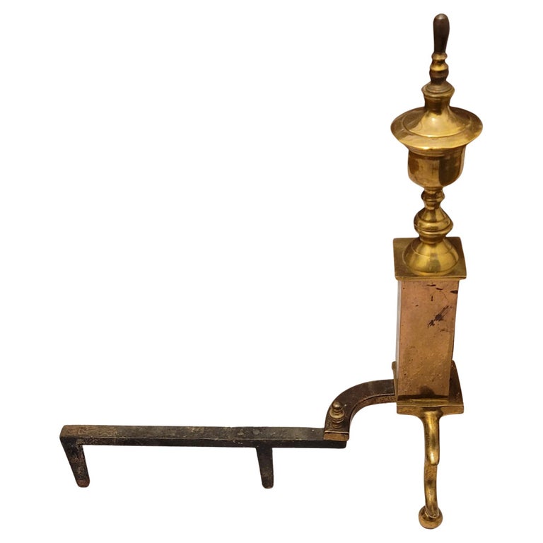 Pair of American Regency Brass And Iron Andirons, Circa 1930s For Sale ...