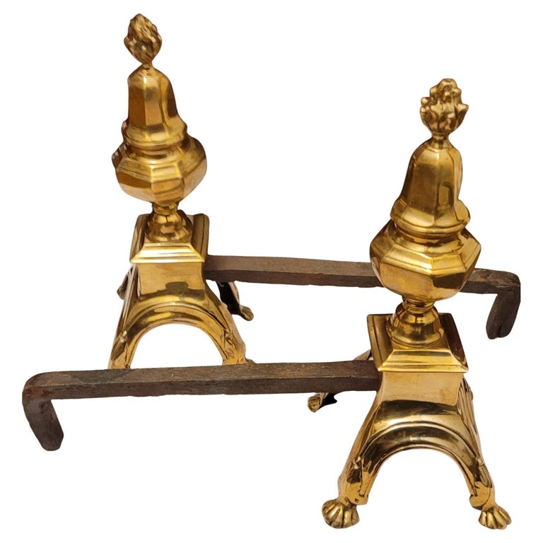 Pair of American Regency Cast Brass And Iron Andirons, Circa 1920s For ...