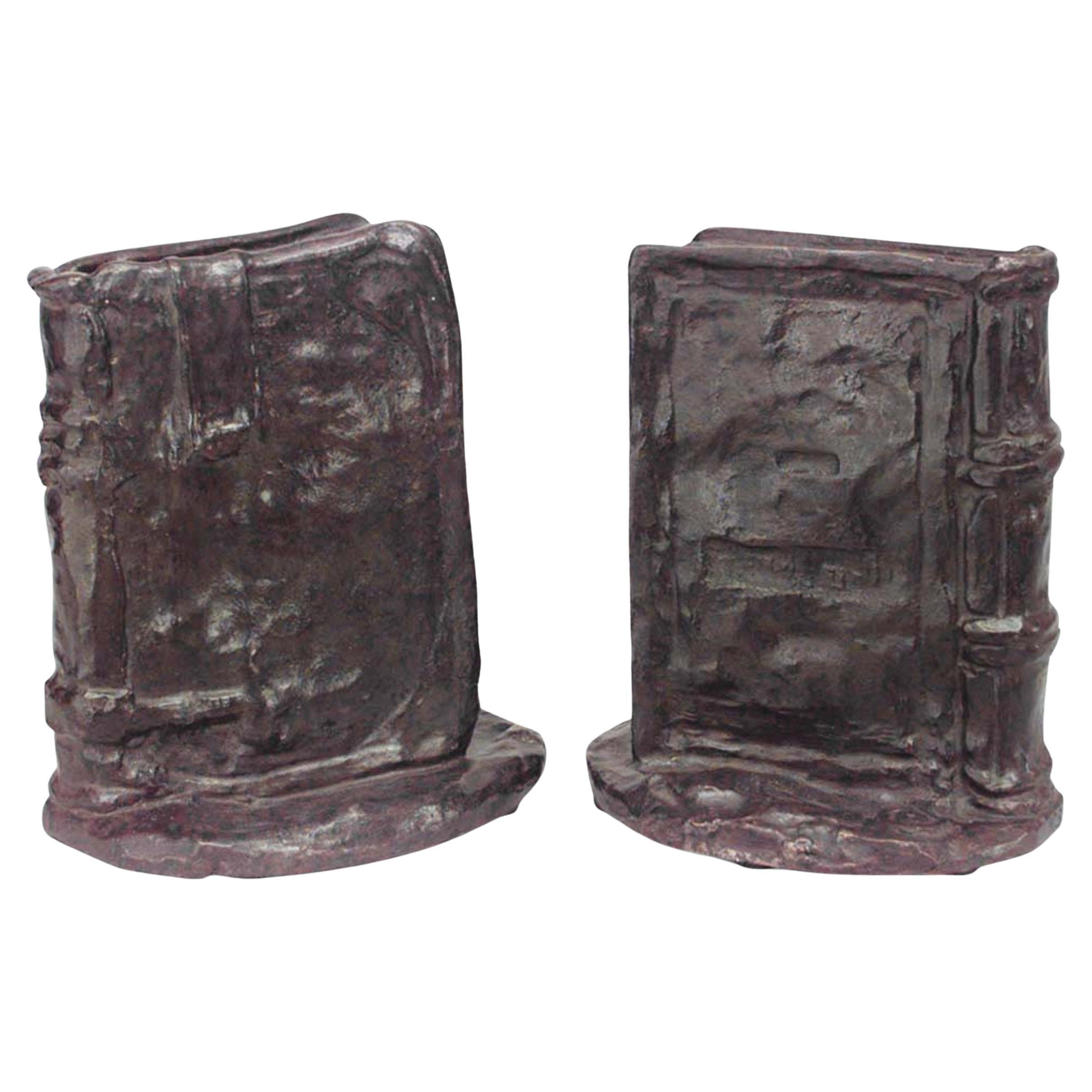 Pair of Vintage Alabaster Marble 'Book' Bookends at 1stDibs