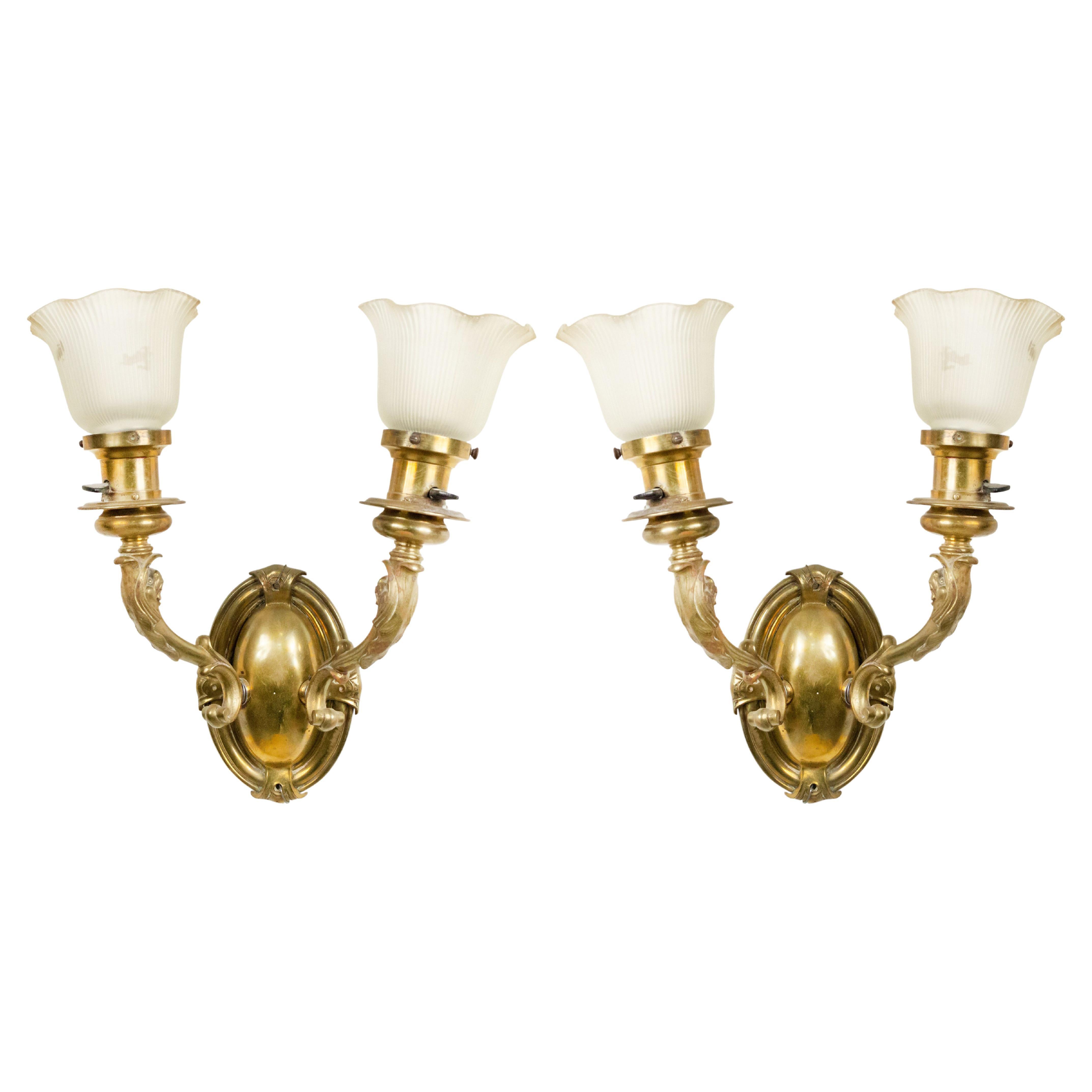 Pair of American Bronze Wall Sconces by Sterling Bronze Co at 1stDibs