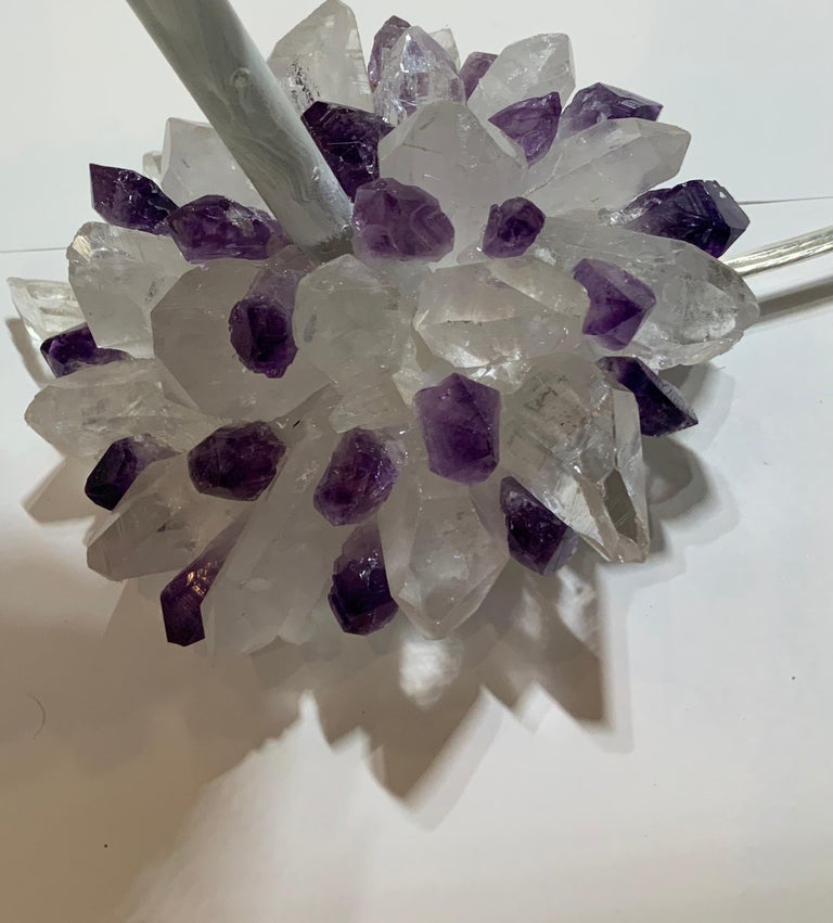 Pair of Amethyst and Crystal Quartz Wall Sconces For Sale at 1stDibs