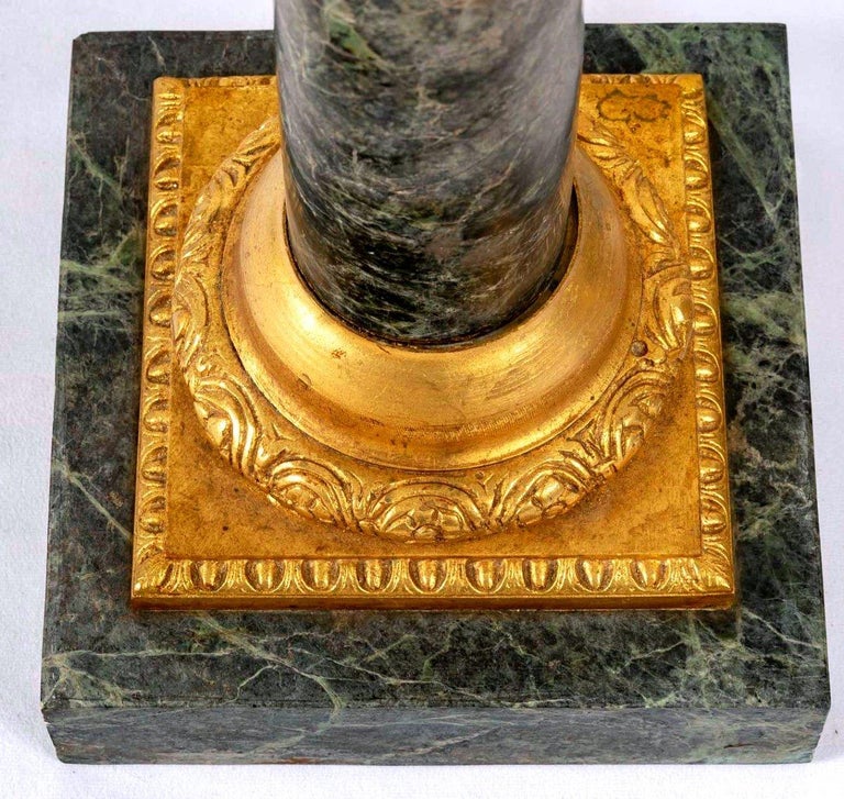 Pair of Ancient Columns, Sea Green Marble and Bronze, Period: 19th ...