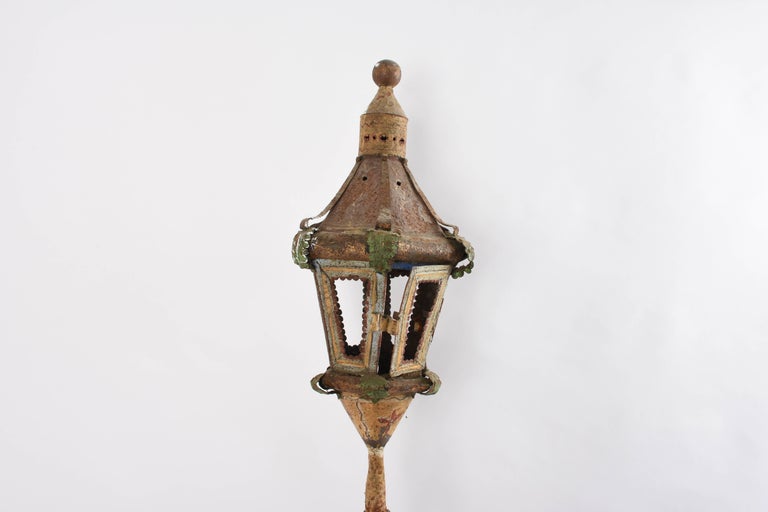 Pair of Ancient Processional Lantern Lamp, Painted Sheet Metal Venice ...