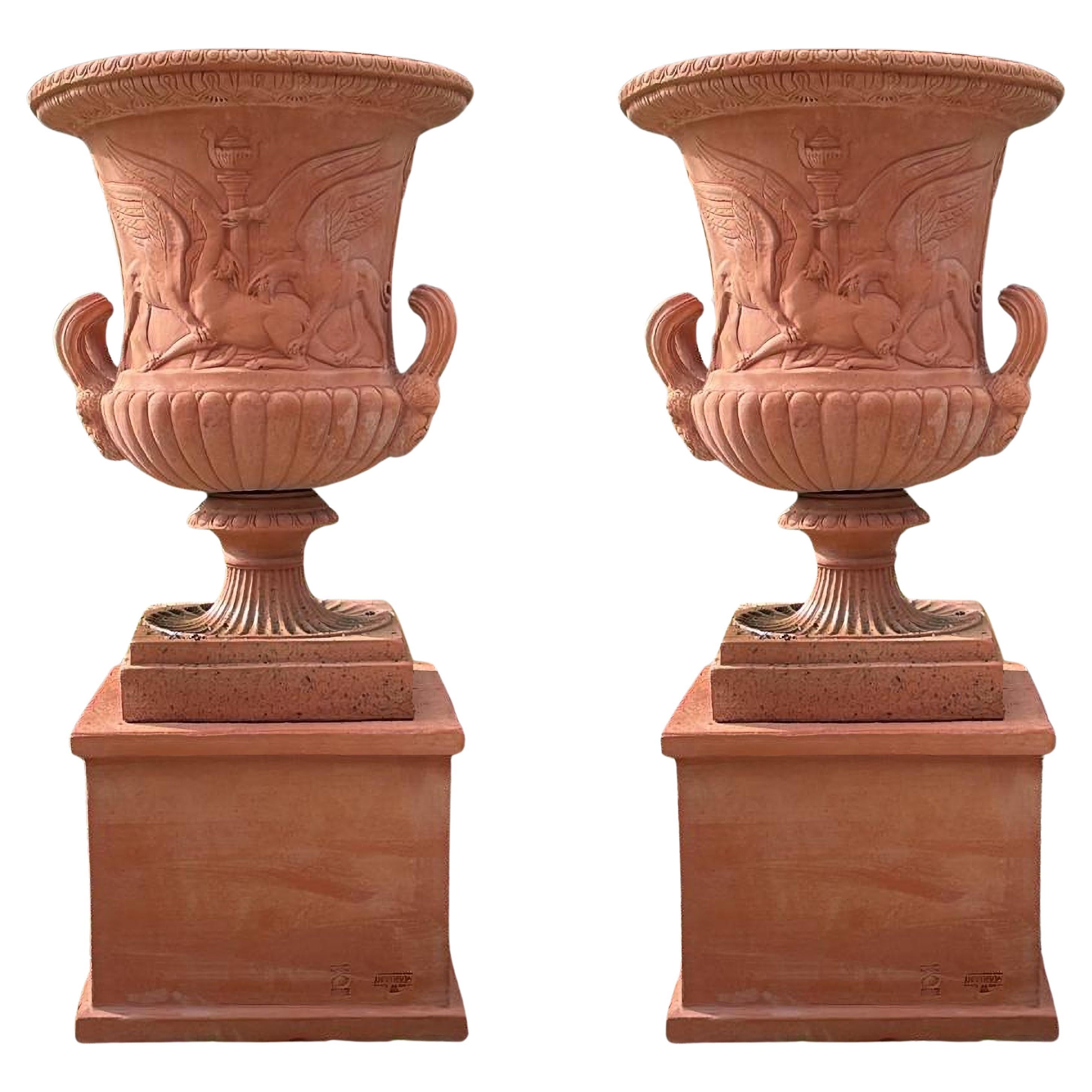 PAIR of Ancient Roman Vase " Fight of The Dragon " end 20th Century H ...