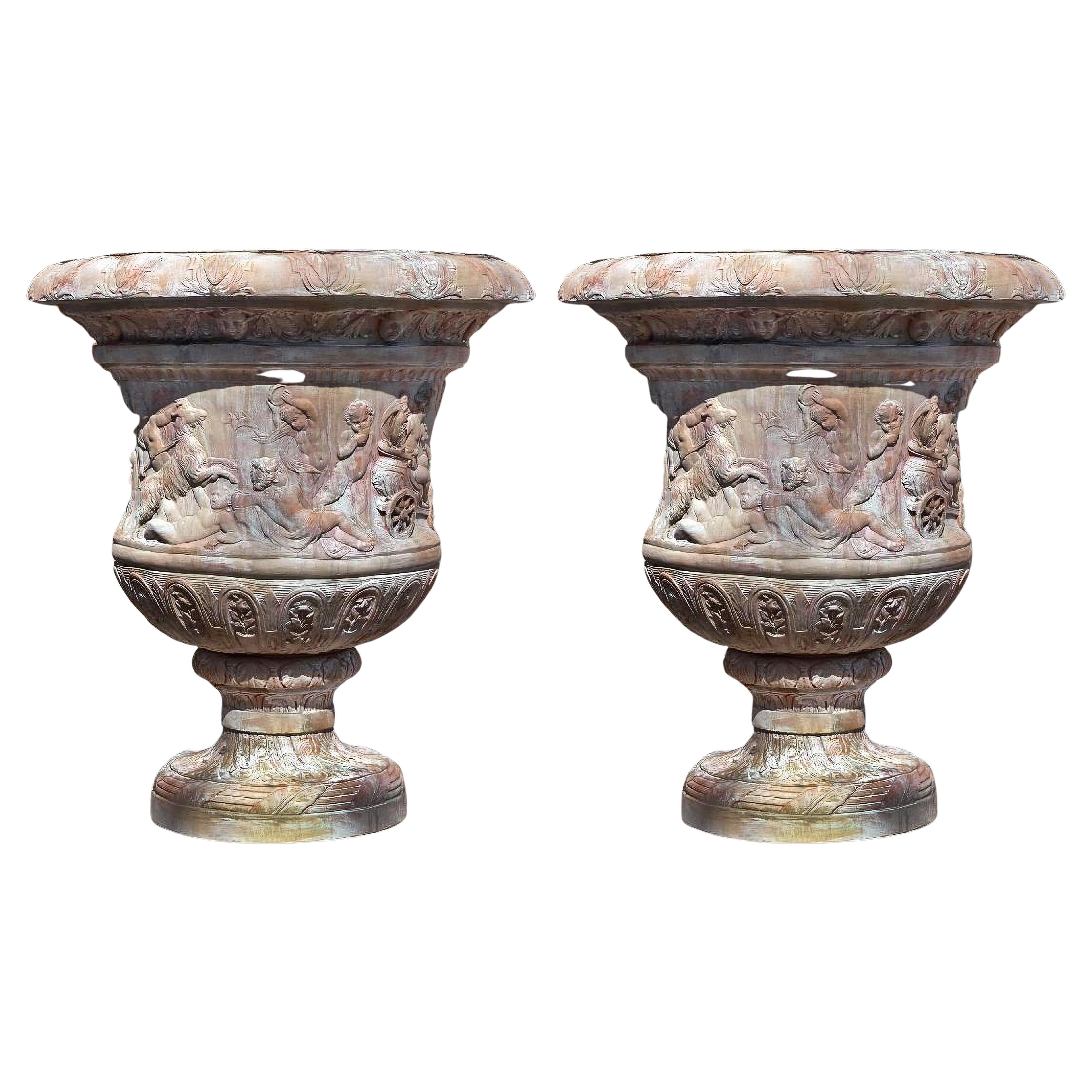 PAIR of Ancient Roman Vase " Fight of The Dragon " end 20th Century H ...