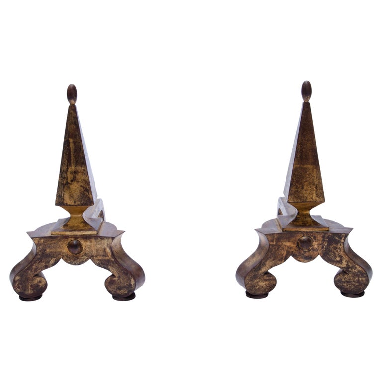 Pair of andirons by Gilbert Poillerat For Sale at 1stDibs