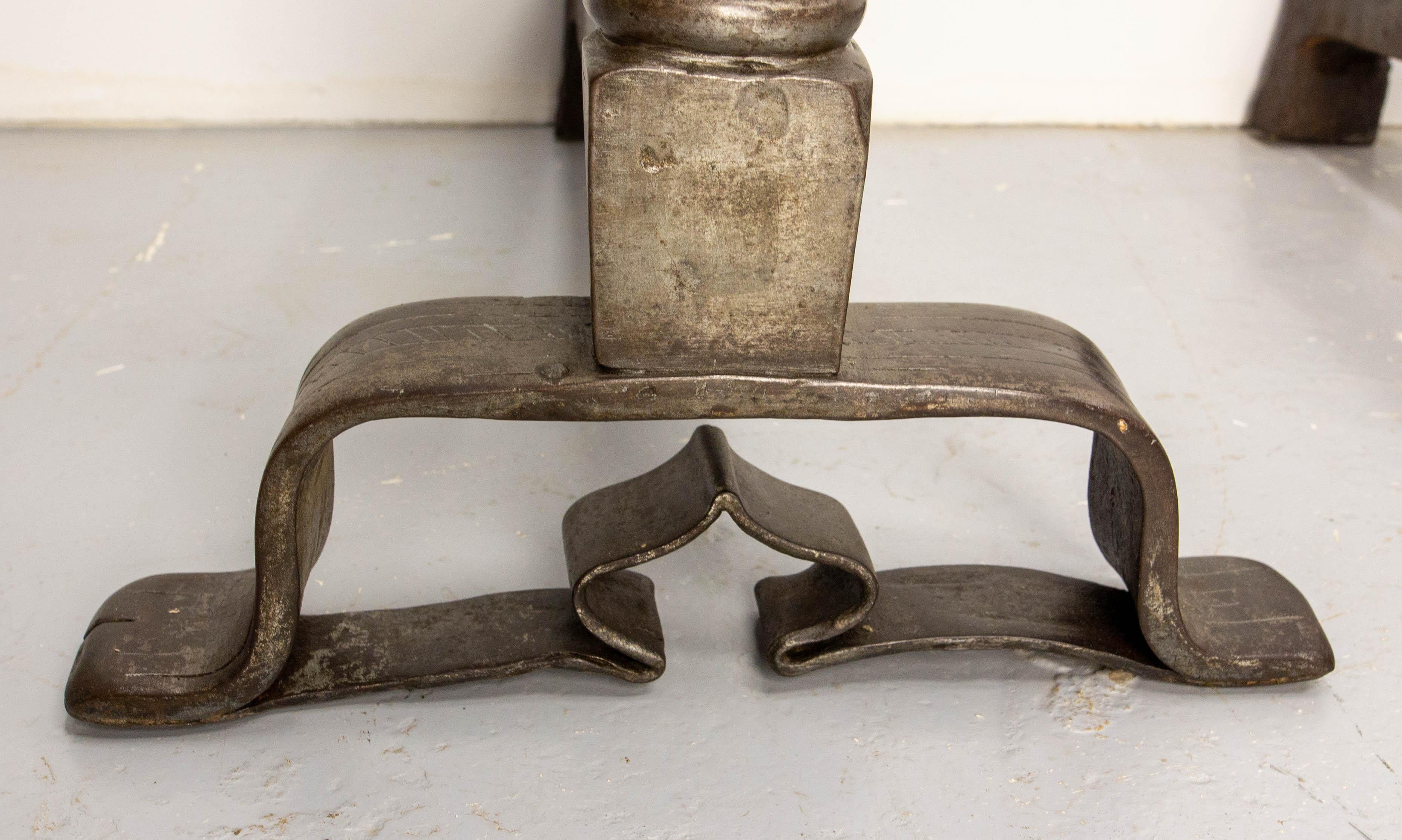 Pair of Andirons Wrought Iron Monumental Fireplace Firedogs, France ...