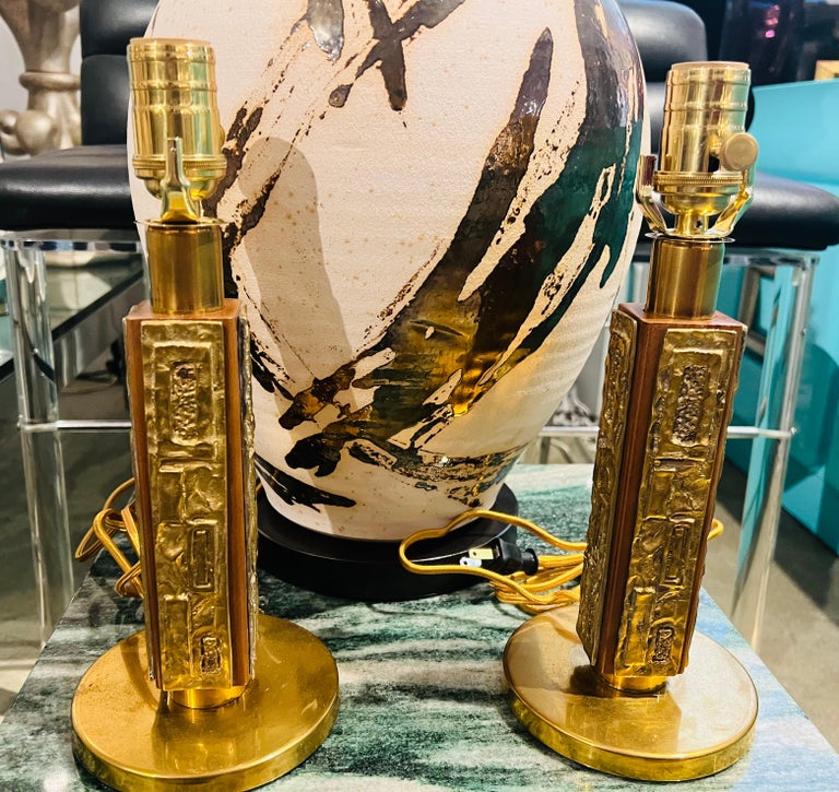 Pair of Angelo Brotto Esperia Bronze 1970 Italian Mid Century Table ...